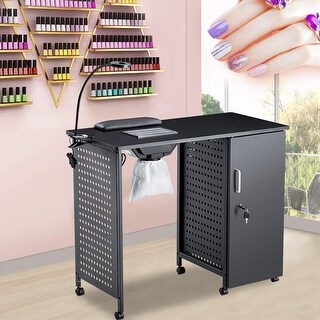 Manicure Table Nail Desk w/Electric Downdraft Vent, Wrist Rest, LED ...