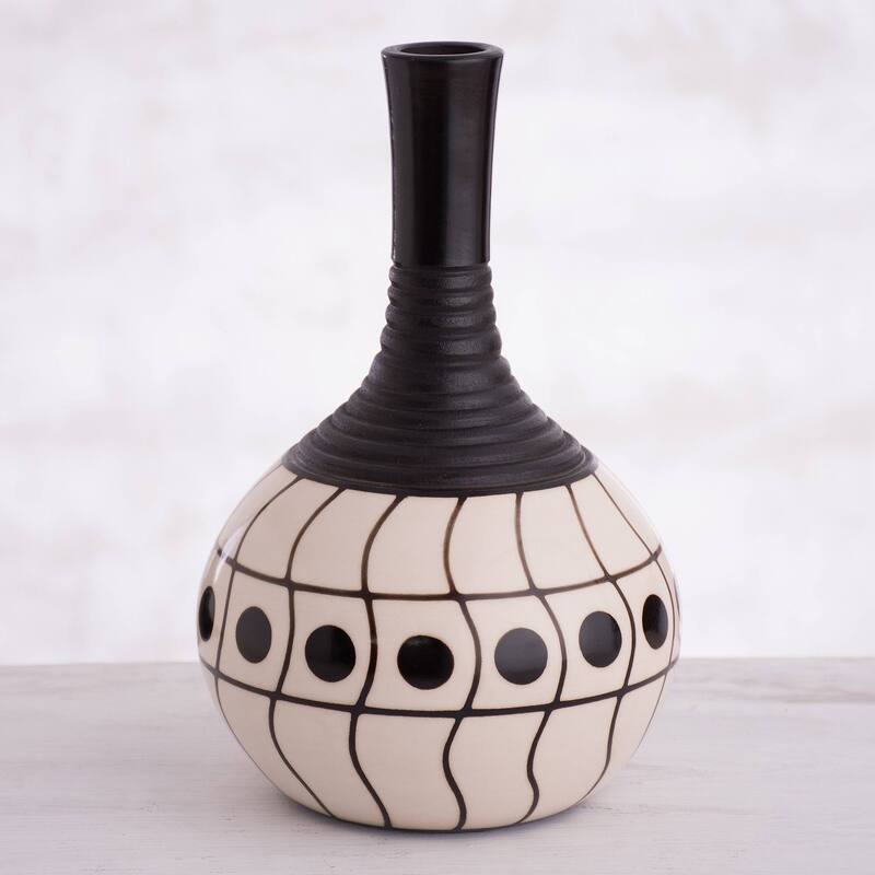 NOVICA Chulucanas Waves, Ceramic decorative vase - Overstock - 33850165