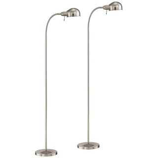 360 Lighting Ridley Satin Nickel Modern Gooseneck Floor Lamps Set of 2 ...
