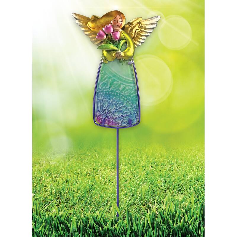 Angel w/ Tulips Plant Pick - Overstock - 33205976