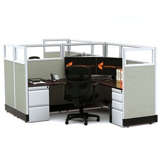 Glass Office Cubicles 53H 2pack Cluster Unpowered - Bed Bath & Beyond ...