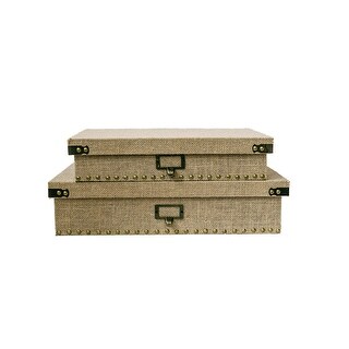 Set Of 2 Beige With Metal Accents Decorative Storage Boxes - Bed Bath ...
