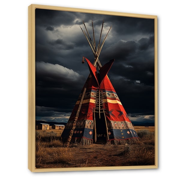 Designart "Red Native Tipi Journey Of The Tribes" Native American Art ...
