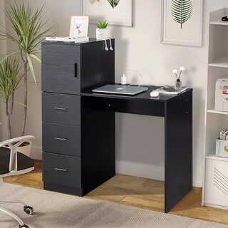 Computer Desk Book Shelf Cabinet Charging Station Table Workstation ...