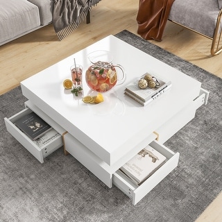 51" Modern Coffee Table with Two Legs,Solid Wood Venner - On Sale - Bed ...
