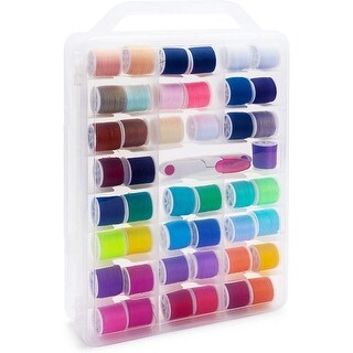 Clear Bobbins Case, Holds Up to 46 Sewing Thread Spools (14.35 x 10 x 3 ...