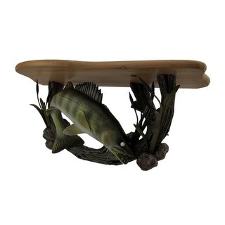 Rustic Walleye Sculpture with Wood Wall Shelf - 9.75 X 22.5 X 7.5 ...