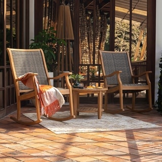 Cambridge Casual Dunham 3-piece Solid Teak Wood Outdoor Wicker Rocking ...