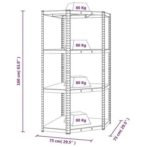 4-Layer Corner Shelf Anthracite Steel&Engineered Wood - Bed Bath ...