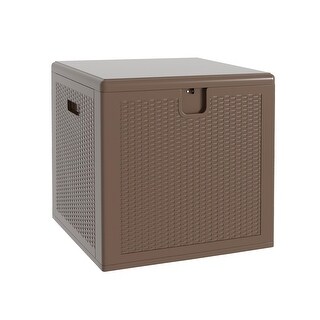 80Gallon Brown Resin Deck Box, Outdoor Storage Box Waterproof Lockable ...