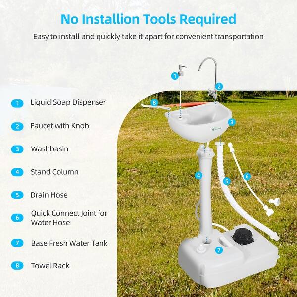 Moasis Portable Sink Camping Hand Washing Station 17L Wash Basin Stand ...