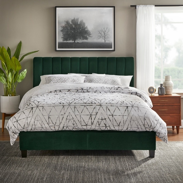 Emerald green upholstered bed store
