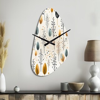 Minimalism Beige Ferns Pattern - Floral Wall Clocks in Asymmetrical ...