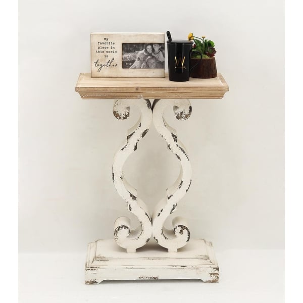 French Country Wood Rectangle End Table with Natural Wood Top - On Sale ...