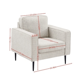 Linen Accent Single Sofa Chair Square Arms Vanity Chairs Sofa Stool ...
