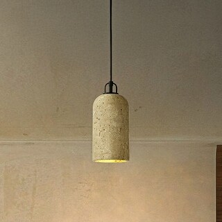 1-Light 5'' Modern Farmhouse Natural Travetine Single Pendant Light ...