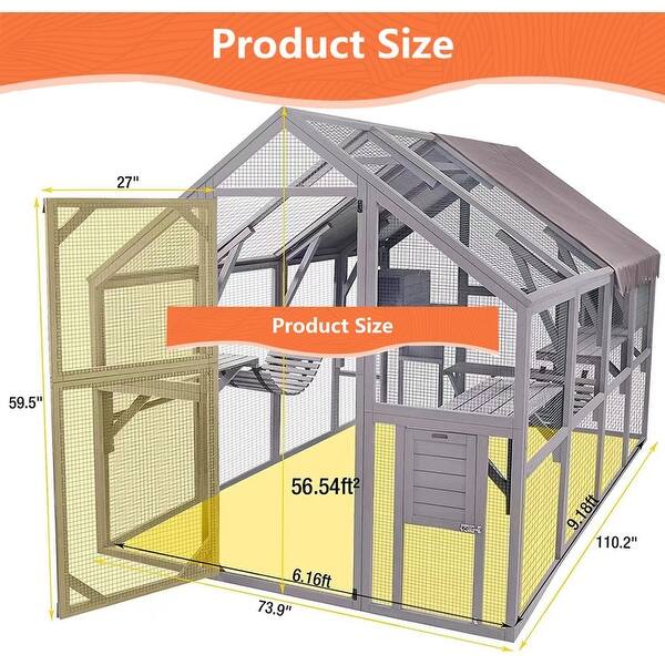 Super Large Cat Run House Outdoor,Luxury Cat Cage,Multiple Zones for ...