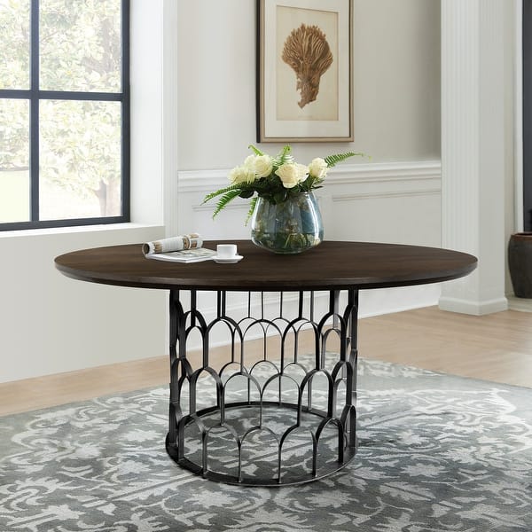 Gatsby 55 inch Art Deco Round Dining Table with Pedestal Base - Bed ...