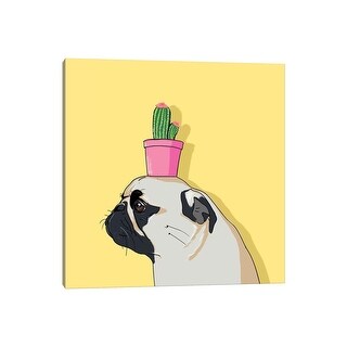 iCanvas "Pug Flower Pot Cactus" by Lostanaw Canvas Print - Bed Bath ...