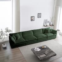 Chenille Straight Row Sectional Sofa 4 Seater Upholstered Modular Sofa ...