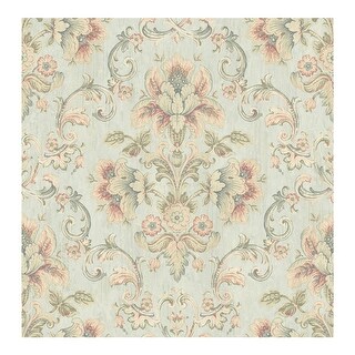 Brewster Mysore Light Green Damask Wallpaper - 20.5 x 396 x 0.025 - Bed ...