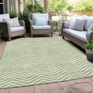 Machine Washable Indoor/ Outdoor Chantille Chevron Stripe Rug - Bed ...