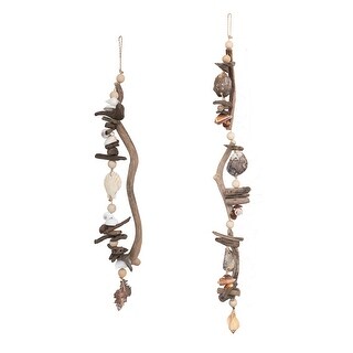 Mango Wood Driftwood and Shell Garland Wall Hangings - 38.0"L x 7.0"W x ...