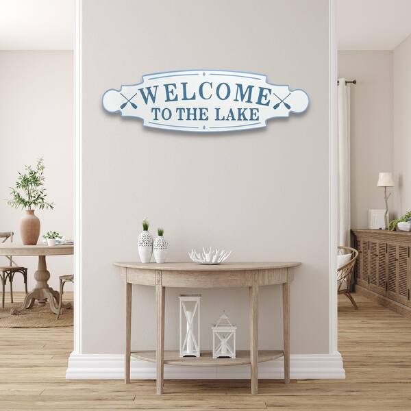 White Metal Welcome to the Lake Wall Sign - Bed Bath & Beyond - 36278014