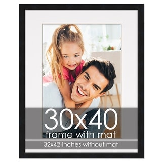 30x40 Frame with Mat - Black 32x42 Frame Wood Made to Display Print or ...