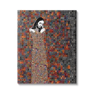 Stupell Modern Abstract Female Mosaic Portrait Block Tile Shapes Canvas ...