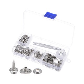 20 Sets Screw Snap Kit 15mm Stainless Steel Snaps Button with Tool ...