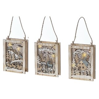 Led Wooden Square Scenic Hanger - Set of 3 - Bed Bath & Beyond - 40902415