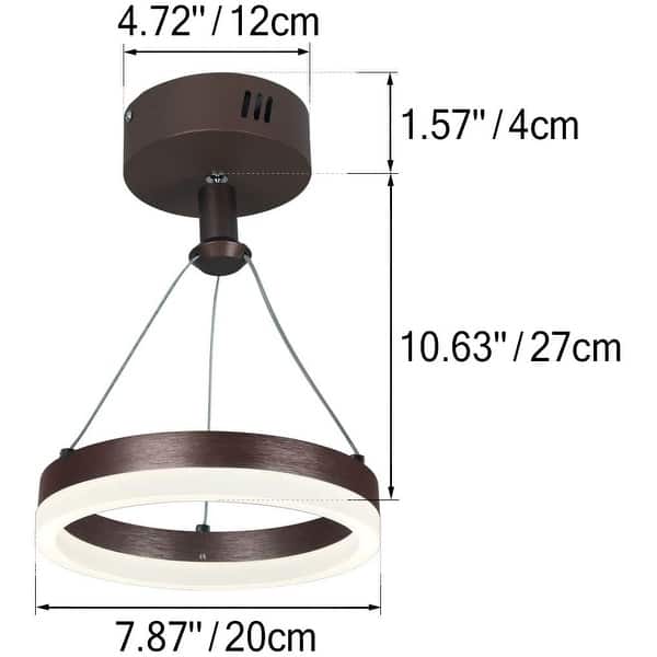 LED circle pendant light Modern Gold Plastice Semi Flush Mount pendant ...