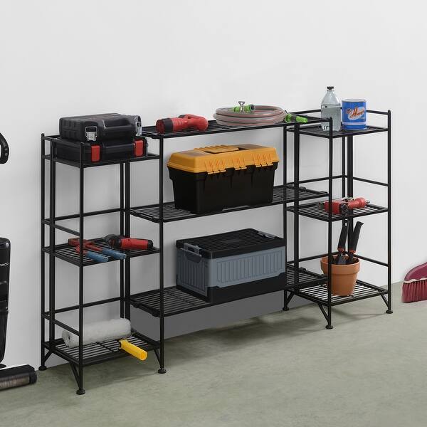 Xtra Storage 3 Tier Folding Metal Shelves with Set of 3 Deluxe ...