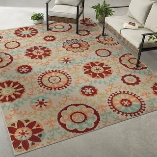 5'x7' Multicolor Floral Medallion Outdoor Rug - 6' x 7' - Bed Bath ...