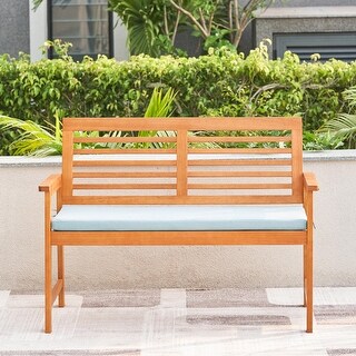 Slatted Eucalyptus Wood Garden Bench with Cushion - Bed Bath & Beyond ...
