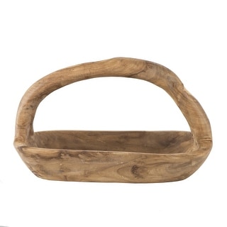 A&B Home Natural Rectangular Teak Tray with Handle - Bed Bath & Beyond ...