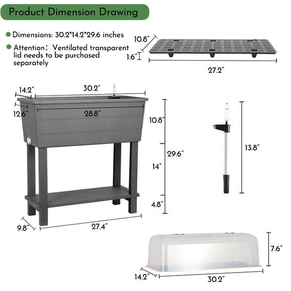 Aoodor Elevated Raised Planter Box with Legs,Storage Space,Plastic ...