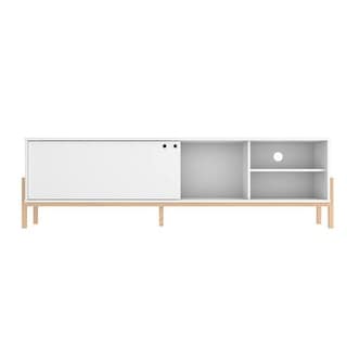 Bowery 72.83 Tv Stand With 4 Shelves In White And Oak - 72.83x21.02x13 ...