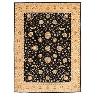 Hand-knotted Chobi Finest Black Wool Rug - 10'0" x 13'6"/10'0 x 13'6 ...