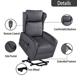 Power Lift Recliner Chairs with Remote Control & Lumbar Support, Grey ...