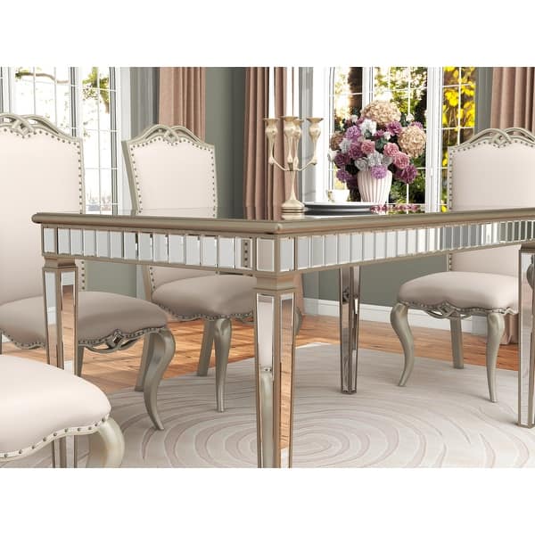 small mirrored dining table