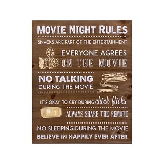 Wooden Movie Night Rules Wall Art - Bed Bath & Beyond - 35456492