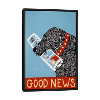 iCanvas "Good News Dog Black" by Stephen Huneck Framed Canvas Print ...