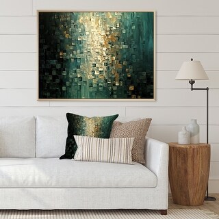 Designart "Celebration Of Possiblity Retro Gold Dark Teal I" Abstract ...