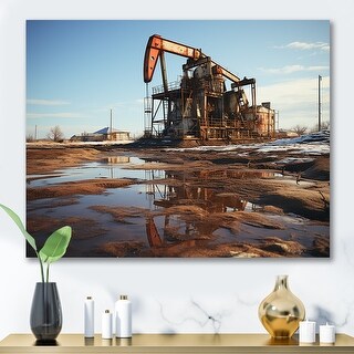 Designart "Oill Drilling Rigs Field Winter Scenery " Oil Rigs / Fields ...