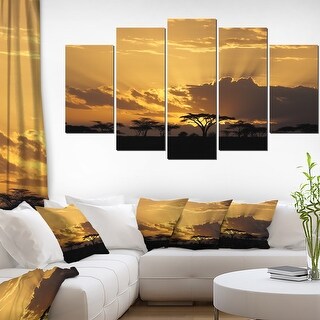 Sunset in Africa with Acacia Tree' Extra Large Landscape Canvas Art ...