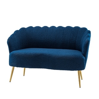 Shell Loveseat Scalloped Lounge Loveseat Sofa Channel-Tufted Settee ...