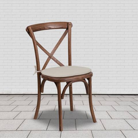2 Pk. Stackable Wood Cross Back Chair with Cushion - On Sale ...