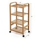 4-Tier Bamboo Mobile Kitchen Serving Trolley Cart with Storage Shelf ...